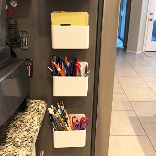 1 Pack Magnetic Dry Erase Marker Holder, Whiteboard Marker Holder, Magnetic Marker Holder, Magnetic Pen Holder for Whiteboards, Fridge, Lockers, White