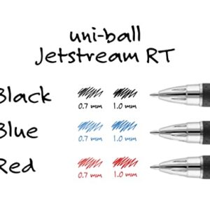 uni-ball Jetstream RT Retractable Ballpoint Pens Fine Point, 0.7mm, Assorted, 3 Pack