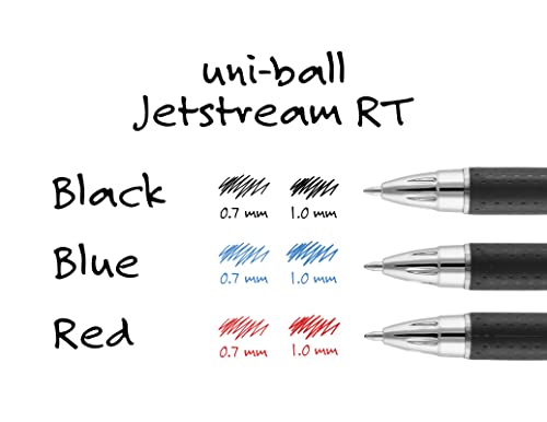 uni-ball Jetstream RT Retractable Ballpoint Pens Fine Point, 0.7mm, Assorted, 3 Pack