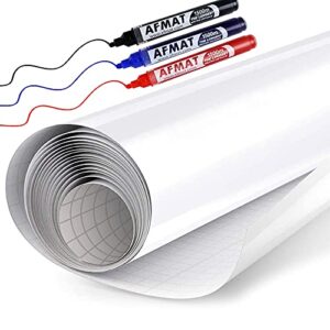 white board wallpaper, white board roll, stick on white boards for wall, 1.5x11ft peel and stick dry erase roll, stain-proof, super sticky whiteboard sticker wall decal for wall/table/door,3 markers