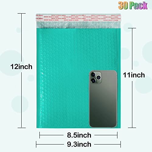 8.5 x 12 Inch Bubble Mailers 30 Pack, Self-Seal Poly Padded Envelope, Waterproof Shipping Bags for Small Business, Teal