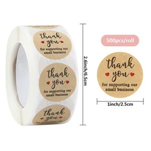 Thank You Stickers Small Business - 5 Rolls 2500 Pieces Thank You Stickers Labels for Envelopes, Bubble Mailers and Gift Bags Packaging , 1 Inch，500 Pieces Each Roll