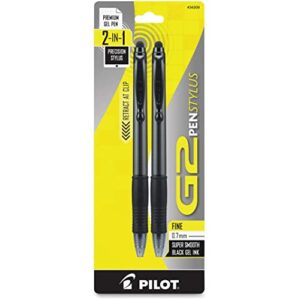 pilot g2 pen stylus fine black ink with gray barrel 2-pack (34309)