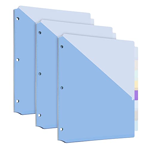 Amazon Basics 8-Tab Plastic Binder Dividers, Rewritable Tabs, with one pocket 3 sets