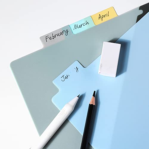 Amazon Basics 8-Tab Plastic Binder Dividers, Rewritable Tabs, with one pocket 3 sets