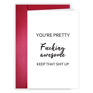 you’re pretty fucking awesome, funny thank you card, encourage thanks greeting card