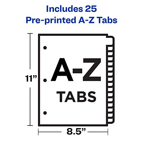 Avery Black Leather Pre-Printed Dividers, A-Z, 25-Tab Set, 1 Set (11350)