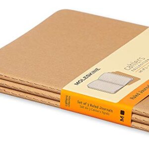 Moleskine Cahier Journal, Soft Cover, Large (5" x 8.25") Ruled/Lined, Kraft Brown, 80 Pages (Set of 3)