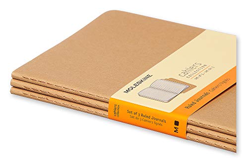 Moleskine Cahier Journal, Soft Cover, Large (5" x 8.25") Ruled/Lined, Kraft Brown, 80 Pages (Set of 3)