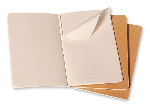 Moleskine Cahier Journal, Soft Cover, Large (5" x 8.25") Ruled/Lined, Kraft Brown, 80 Pages (Set of 3)