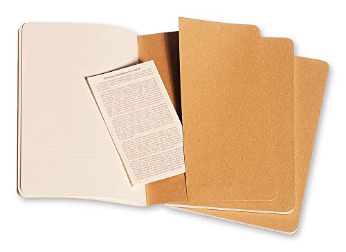 Moleskine Cahier Journal, Soft Cover, Large (5" x 8.25") Ruled/Lined, Kraft Brown, 80 Pages (Set of 3)