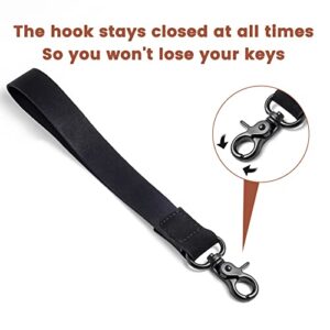 XCHIN Hand Wrist Lanyard Key Chain Holder, Black Wristlet Strap for Key for Women & Men, Short Keychain Lanyard for Car Key