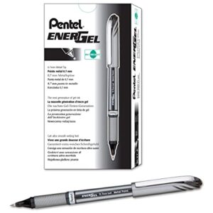 pentel® energel™ nv liquid gel pens, medium point, 0.7 mm, 54% recycled, black ink, pack of 12 pens