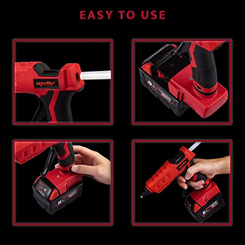 Cordless Hot Glue Gun for Milwaukee 18V Battery, 100W Handheld Battery Powered Glue Gun Kit with 20PCS Full Size Glue Sticks for Arts & Crafts & DIY, Tool Only (Battery NOT Included)