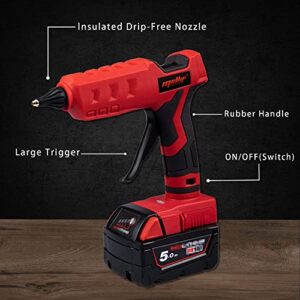 Cordless Hot Glue Gun for Milwaukee 18V Battery, 100W Handheld Battery Powered Glue Gun Kit with 20PCS Full Size Glue Sticks for Arts & Crafts & DIY, Tool Only (Battery NOT Included)