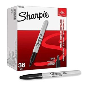 permanent marker fine point,fine point black with sharpie permanent marker quick drying/waterproof – 36 count (1 pack)