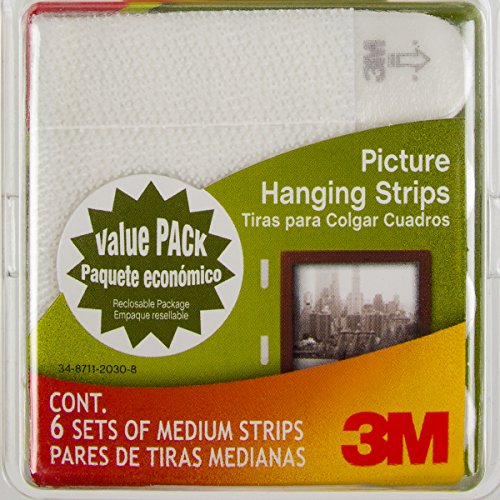 Command 3M 12ct Pack Picture & Frame Hanging Strips Sets Medium Size White Damage-Free