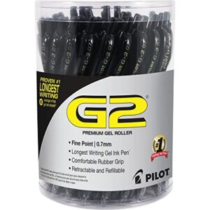 pilot® g2 retractable gel ink pens, fine point, 0.7 mm, black barrel, black ink, pack of 36 pens