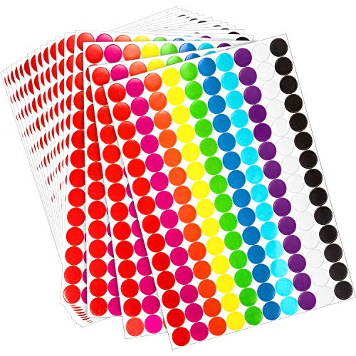 Boao Round Dot Stickers 3/4 Inch Diameter Circle Dot Labels Multicolor (2800 Pieces)