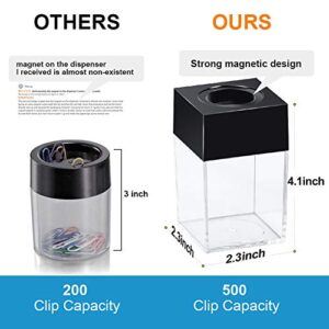 Grwanpen 2 Pack Extra Large Magnetic Paper Cilp Dispenser, 500 Clip Capacity, Black