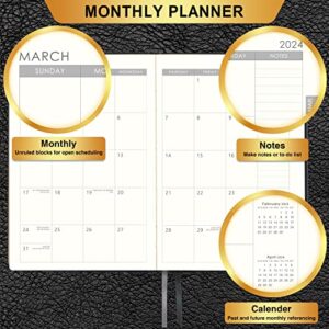 2023 Planner - 2023-2024 Weekly Monthly Planner, January 2023 - June 2024, 6.4'' x 8.5'' Calendar Planner 2023-2024 with Leather Cover, Pen Holder, Elastic Closure, 24 Ruled pages