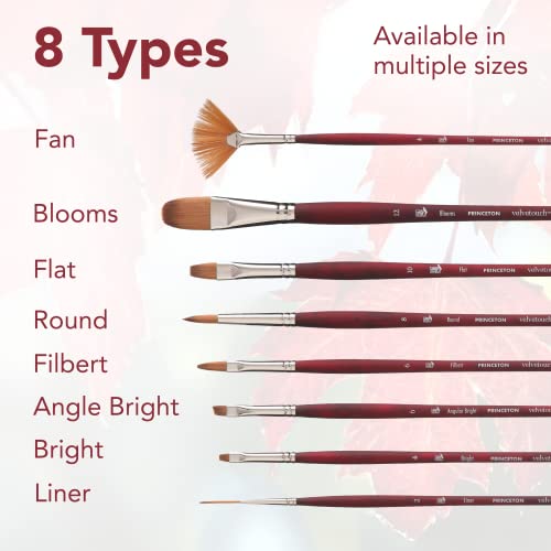 Princeton Velvetouch Blooms Brush, Long Handle, Size 12 - Professional Artist Brushes for Mixed Media, Acrylic, Oil