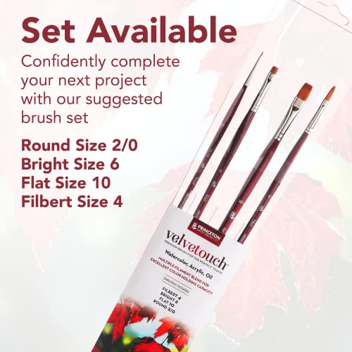 Princeton Velvetouch Blooms Brush, Long Handle, Size 12 - Professional Artist Brushes for Mixed Media, Acrylic, Oil