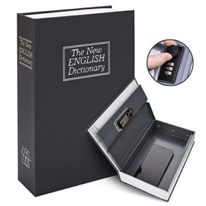 book safe box secret lock: ohuhu upgraded dictionary diversion money hiding fake storage key hide combination concealment disguise hollow books jewelry cash bookshelf lockbox christmas gifts