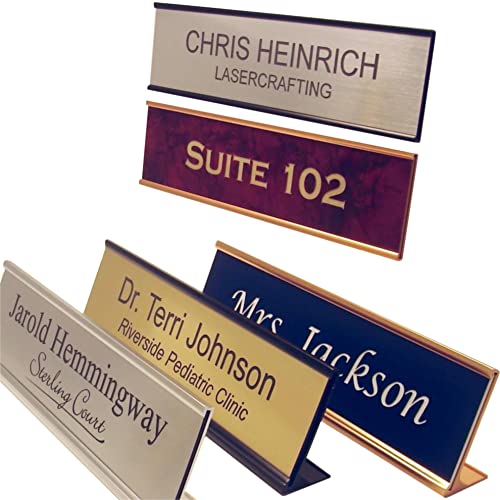 Name Plate Choose Color 2 x 8 - Laser Engraved - CUSTOMIZE. Available in a variety of colors and fonts to match your style. Add a holder / bracket for a professional look.