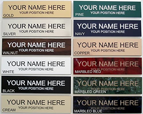 Name Plate Choose Color 2 x 8 - Laser Engraved - CUSTOMIZE. Available in a variety of colors and fonts to match your style. Add a holder / bracket for a professional look.