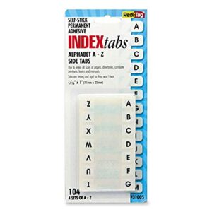 Redi-Tag, RTG31005, Permanent Alphabetical Tab Indexes, 104 / Pack