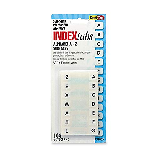 Redi-Tag, RTG31005, Permanent Alphabetical Tab Indexes, 104 / Pack