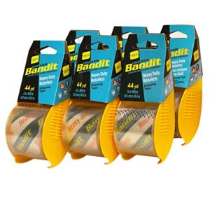 seal-it bandit shipping tape 6 pack, 2 inches x 1600 inches, total 9600 inches, noiseless with one arm dispenser