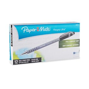 paper mate flexgrip ultra stick fine point ballpoint pens, 12 black ink pens (9680131)