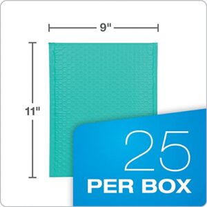 Quality Park Bubble Mailers, 8.25 x 11 Shipping Envelopes, Water Resistant Teal Poly Padded Envelopes, Redi-Strip Peel Off Closure, 25/Box (QUA85860)