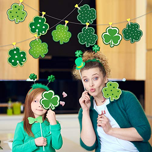 St. Patrick's Day Decoration Shamrocks Clover Cut-Outs Shamrocks Irish Paper Cut-Outs with Adhesive Dots for Bulletin Board Classroom School Ireland Saint Patrick's Day Party, 5.9 x 5.9 Inch (40 Pcs)