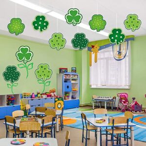 St. Patrick's Day Decoration Shamrocks Clover Cut-Outs Shamrocks Irish Paper Cut-Outs with Adhesive Dots for Bulletin Board Classroom School Ireland Saint Patrick's Day Party, 5.9 x 5.9 Inch (40 Pcs)