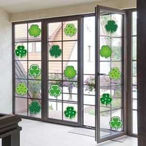 St. Patrick's Day Decoration Shamrocks Clover Cut-Outs Shamrocks Irish Paper Cut-Outs with Adhesive Dots for Bulletin Board Classroom School Ireland Saint Patrick's Day Party, 5.9 x 5.9 Inch (40 Pcs)