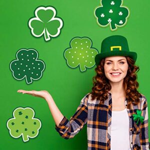 St. Patrick's Day Decoration Shamrocks Clover Cut-Outs Shamrocks Irish Paper Cut-Outs with Adhesive Dots for Bulletin Board Classroom School Ireland Saint Patrick's Day Party, 5.9 x 5.9 Inch (40 Pcs)