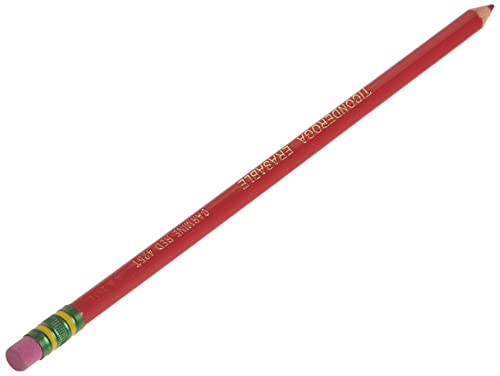 Ticonderoga Erasable Checking Pencils with Eraser, Pre-sharpened, Red, 12-Pack (14259)