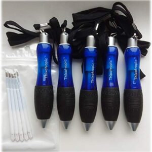 Super Big Fat Pens for Arthritis, Black Ink, Blue body (pack of 5 pens + 5 Extra Ink Refills)