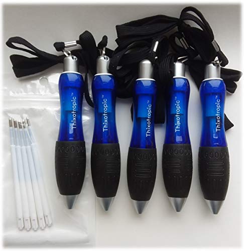 Super Big Fat Pens for Arthritis, Black Ink, Blue body (pack of 5 pens + 5 Extra Ink Refills)