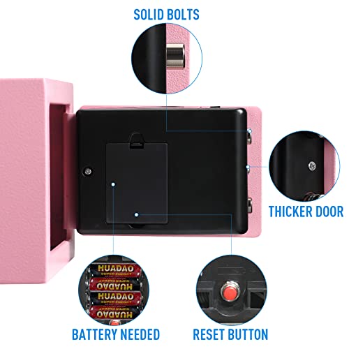 TENAMIC Safe Box 0.23 Cubic Feet Electronic Digital Security Box, Keypad Lock Box Cabinet Safes, Solid Alloy Steel Office Hotel Home Safe, Pink