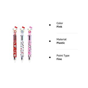 Hello Kitty 0.7mm 6-Color Multicolor Ballpoint Pen w/Hello Kitty Figure 1PC (Pink)