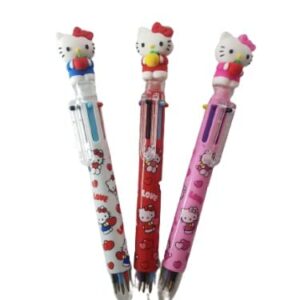 Hello Kitty 0.7mm 6-Color Multicolor Ballpoint Pen w/Hello Kitty Figure 1PC (Pink)