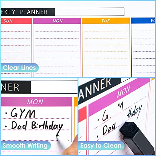 Small Weekly Dry Erase Board for Wall, ARCOBIS 12" x 16" Magnetic Calendar Whiteboard, Hanging Double-Sided White Board for Planning, Memo, to Do List, Drawing, School, Home, Office