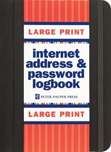 large print internet address & password logbook (removable cover band for security)