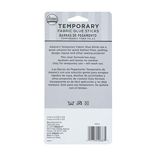 Aleene's Temporary Sticks 2 Pack, Quilting, Sewing Project Glue, Quick Fabric Fixes