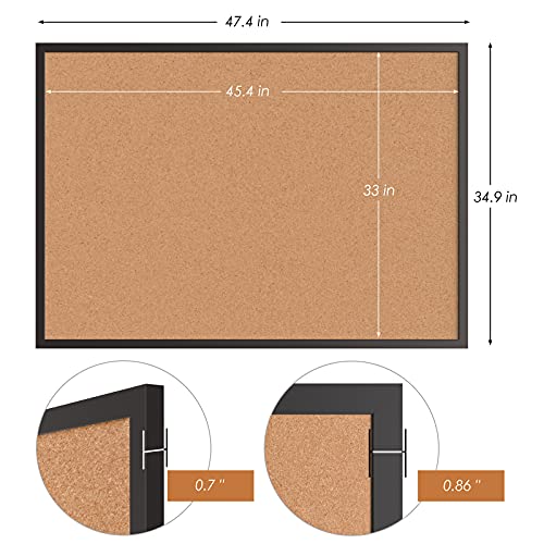 Board2by Cork Board Bulletin Board 36 x 48, Black Wood Framed 4x3 Corkboard, Office Board for Wall Cork, Large Wall Mounted Notice Pin Board with 18 Push Pins for School, Home & Office