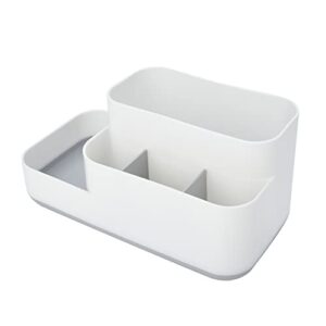 Desktop Storage Organizer, Pen Pencil Card Holder Box Container for Desk, Office Supplies, Vanity Table (White)